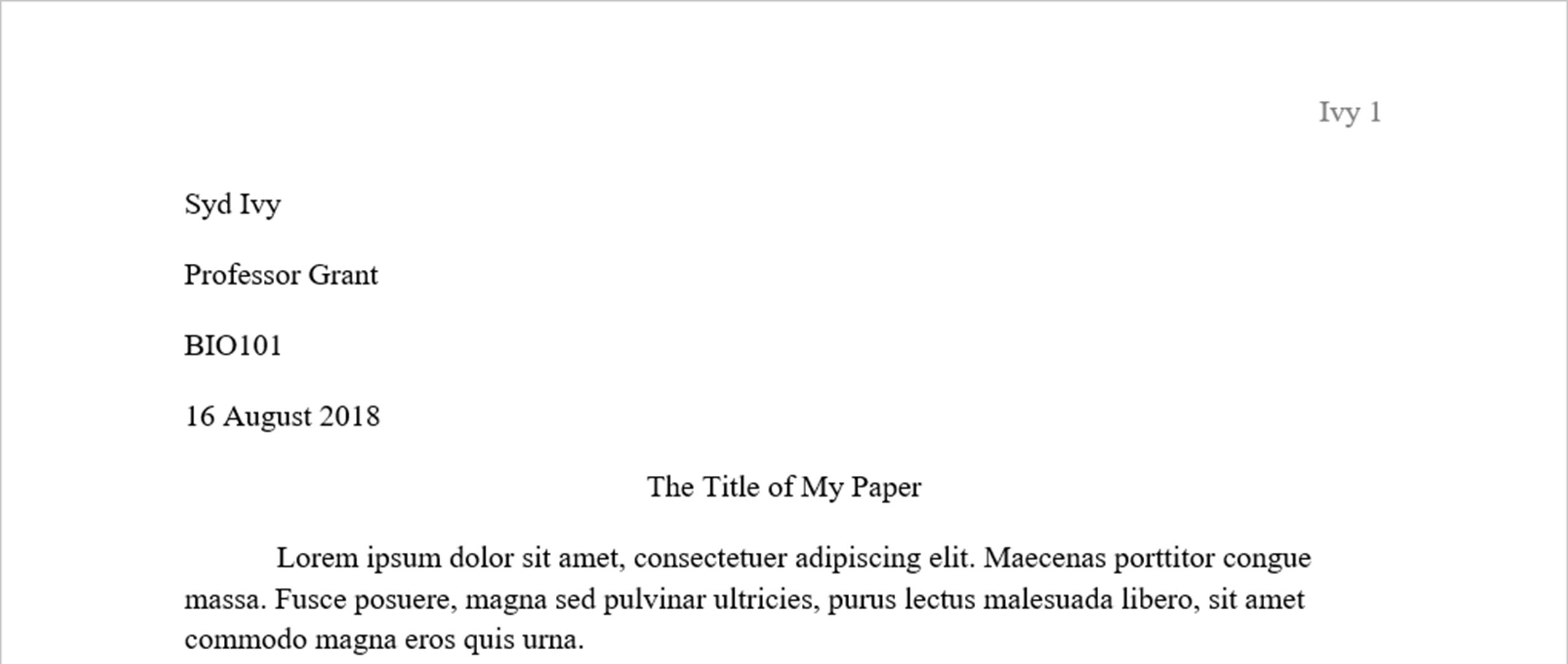 Modern Language Association (MLA) Formatting Using Word 2016 – Belleyre ...